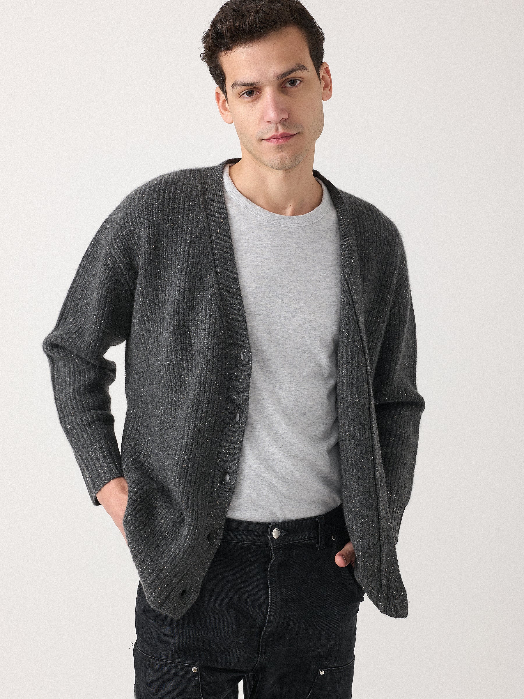 Hank Cashmere Charlie Ribbed Cashmere Cardigan | Hank NY