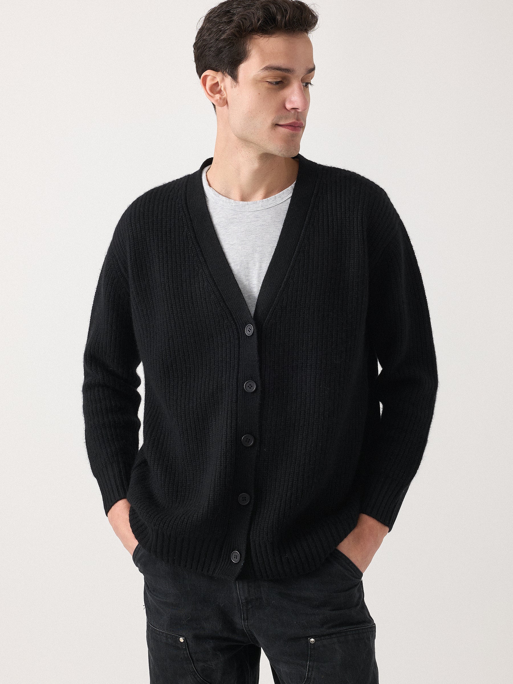 Hank Cashmere Charlie Ribbed Cashmere Cardigan | Hank NY