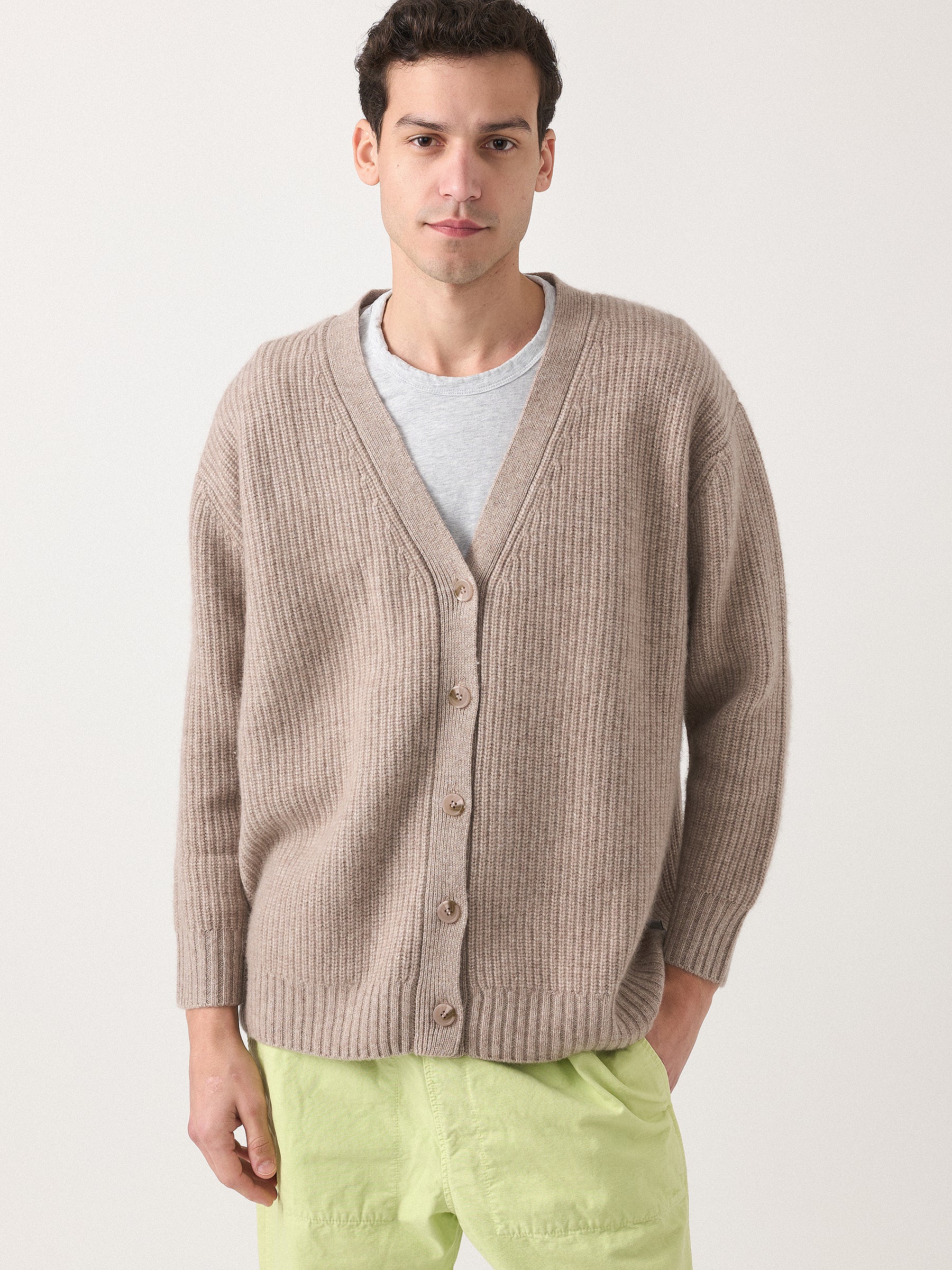 Hank Cashmere Charlie Ribbed Cashmere Cardigan | Hank NY